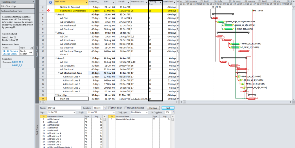 Simple Macro for Listing Driving Predecessor(s) in MS Project – TomsBlog